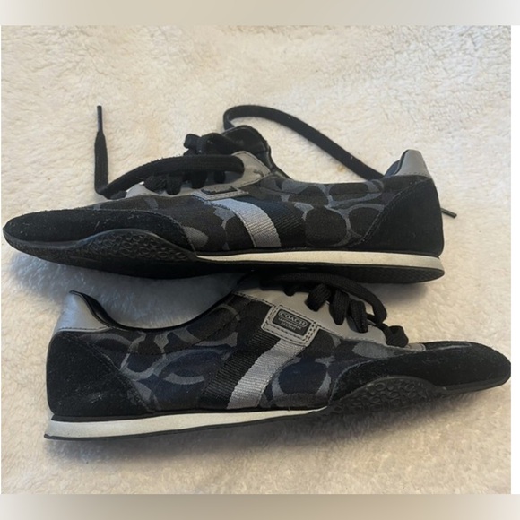 Coach | Shoes | Coach Kingsley Black And Gray Signature Sneakers | Poshmark